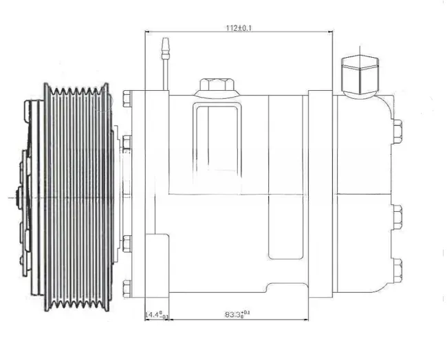 Компрессор кондиционера 5H14 12v PV8 выходы вертикальные O-ring 3/4"-7/ ...